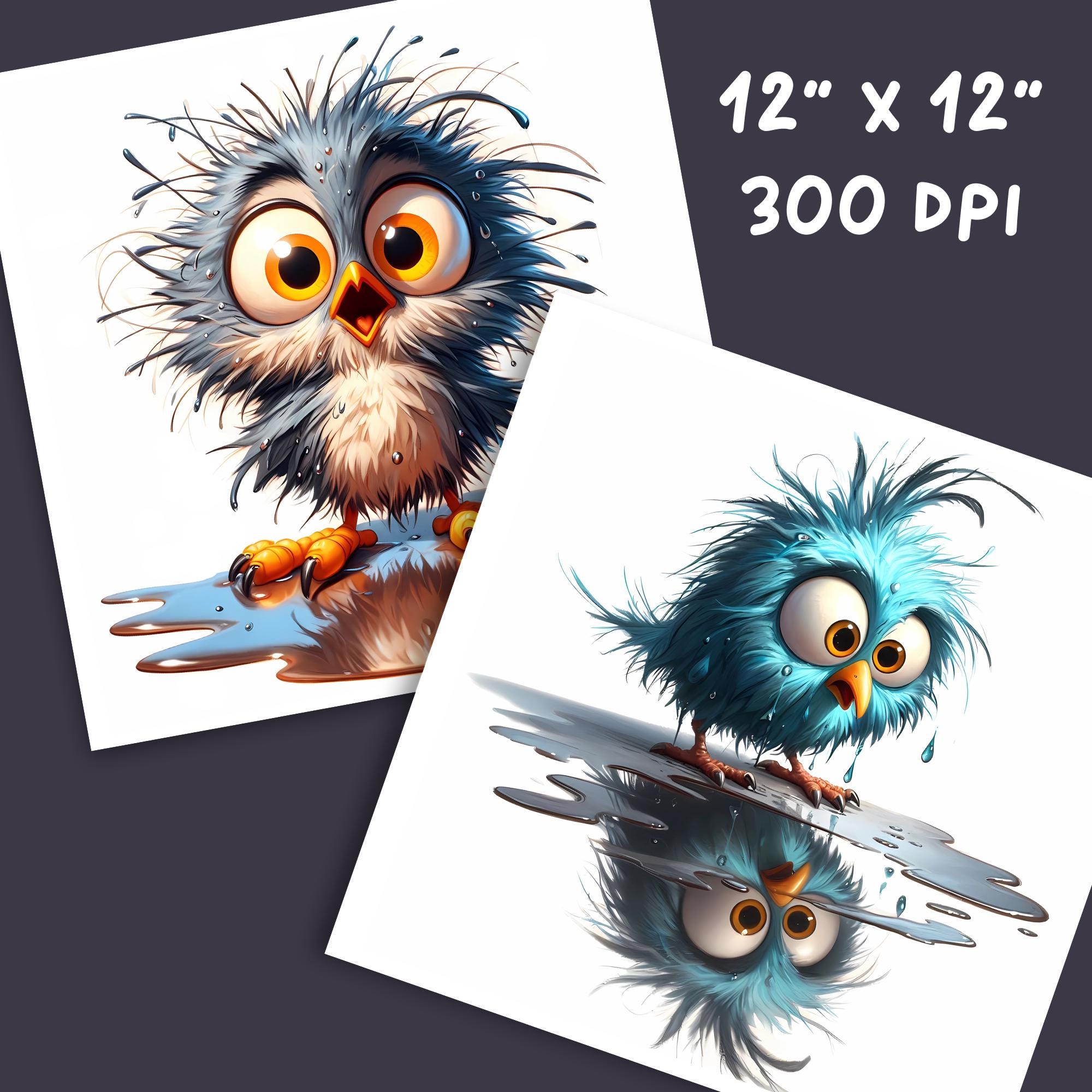 12 Quirky Birds Shocked at Their Reflection Clipart | Funny Bird ...