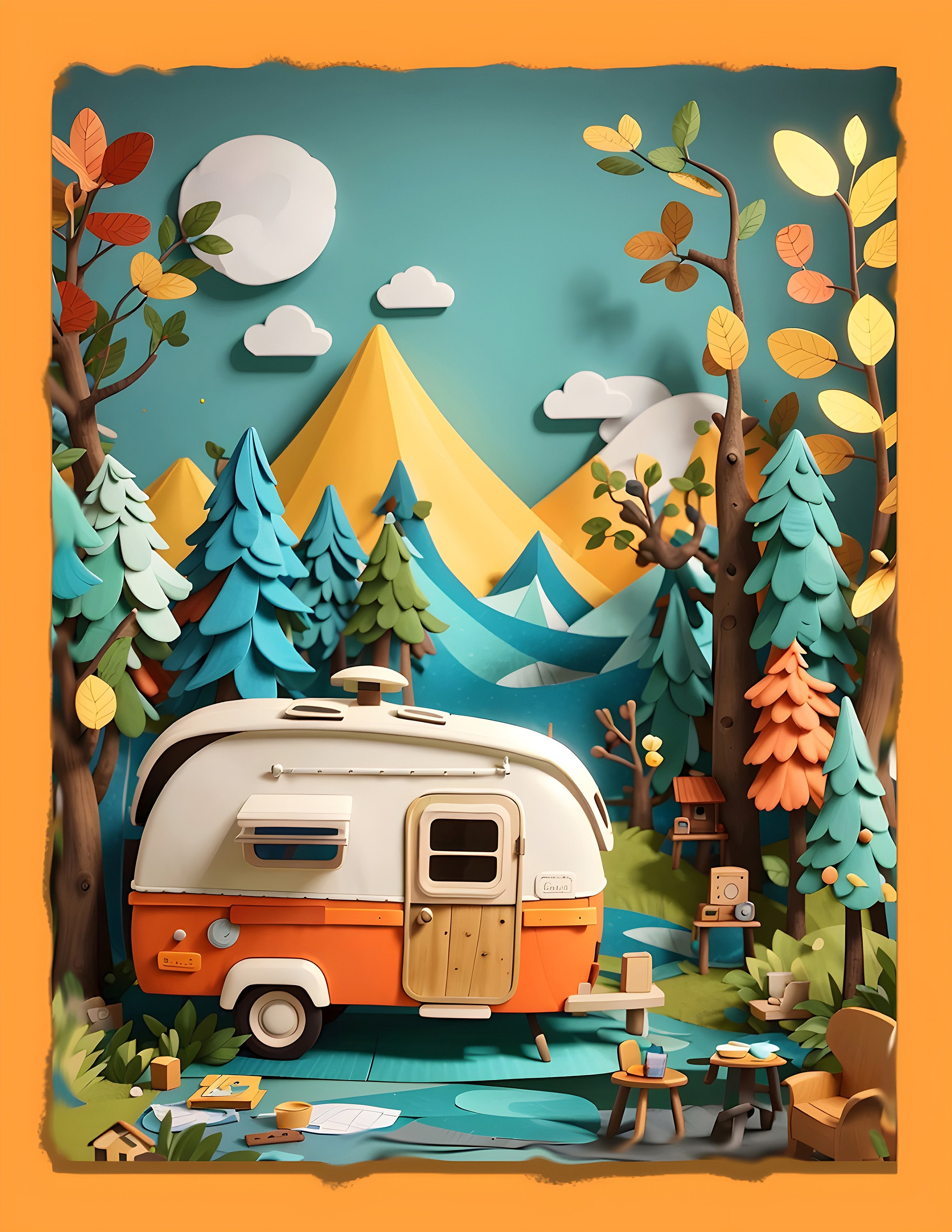 25 Whimsical Camping Scenes, Junk Journal Pages, Camping and Ephemera ...