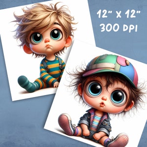 12 Whimsical Baby Boy Clipart, Commercial Use, Cute Whimsical Boy, 300 ...