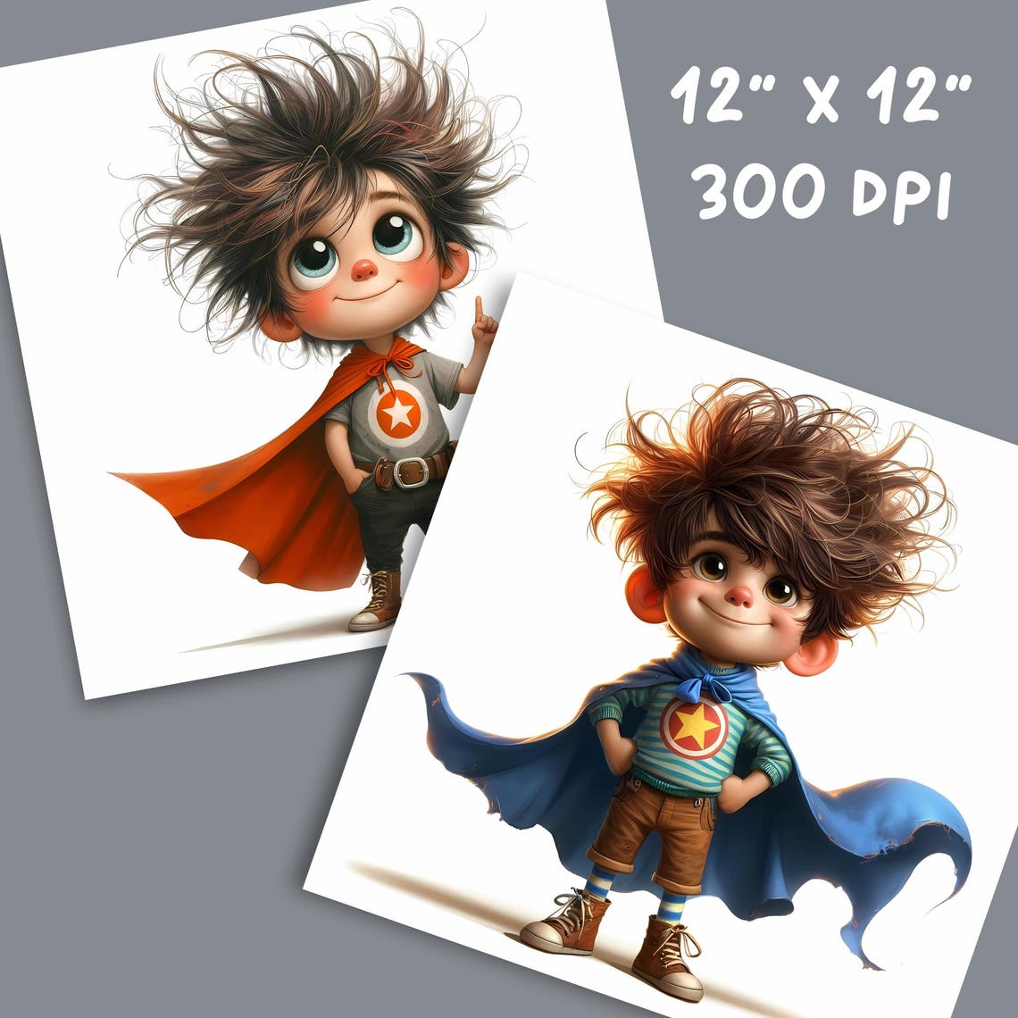 15 Whimsical Boy Superhero Clipart - Fun Heroic Digital Download 300 ...