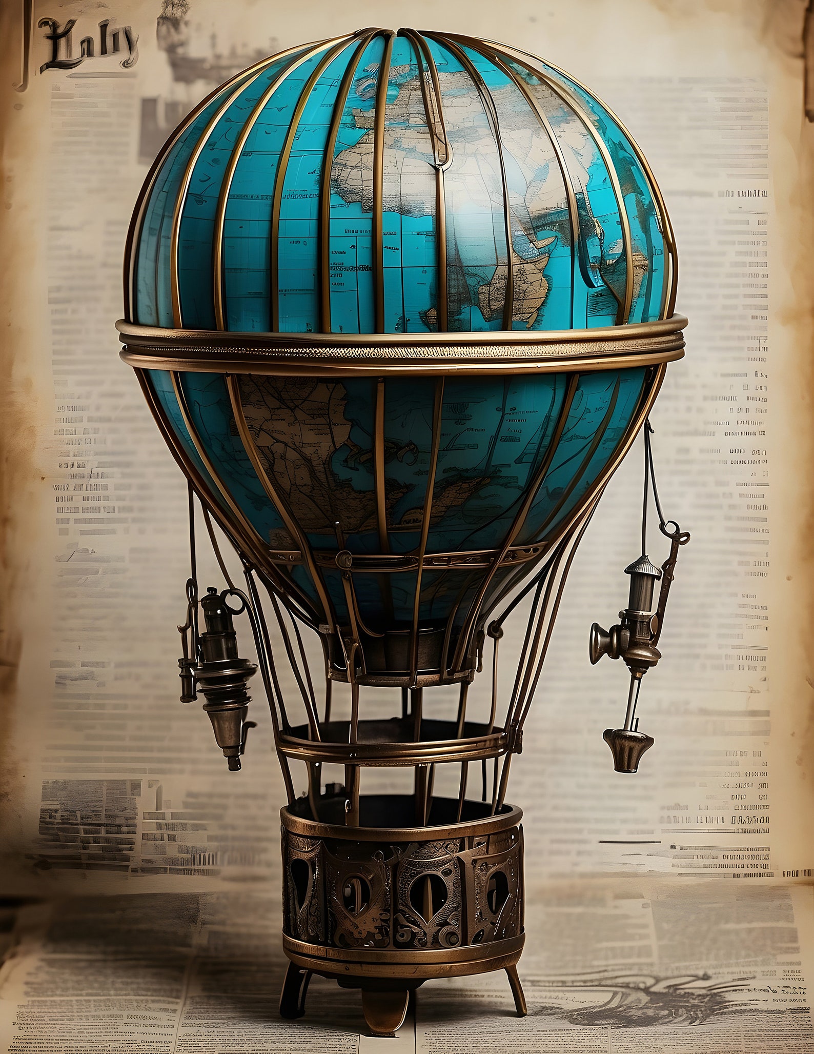 Steampunk Hot Air Balloons, Digital Art - Instant Download - Etsy