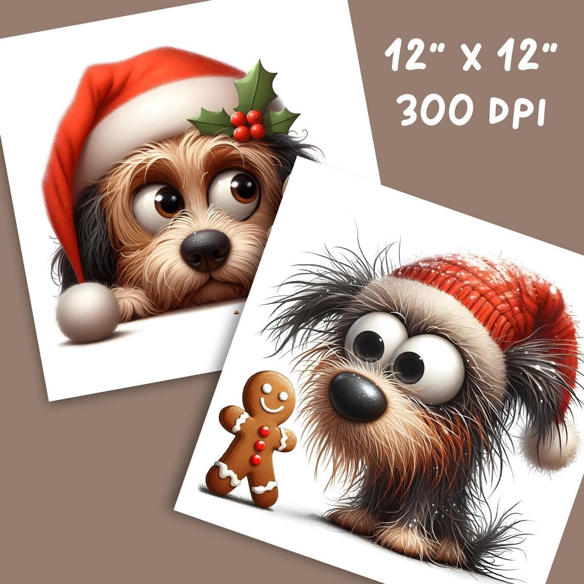 12 Christmas Dog Clipart - Festive Holiday Digital Download 300 DPI for ...