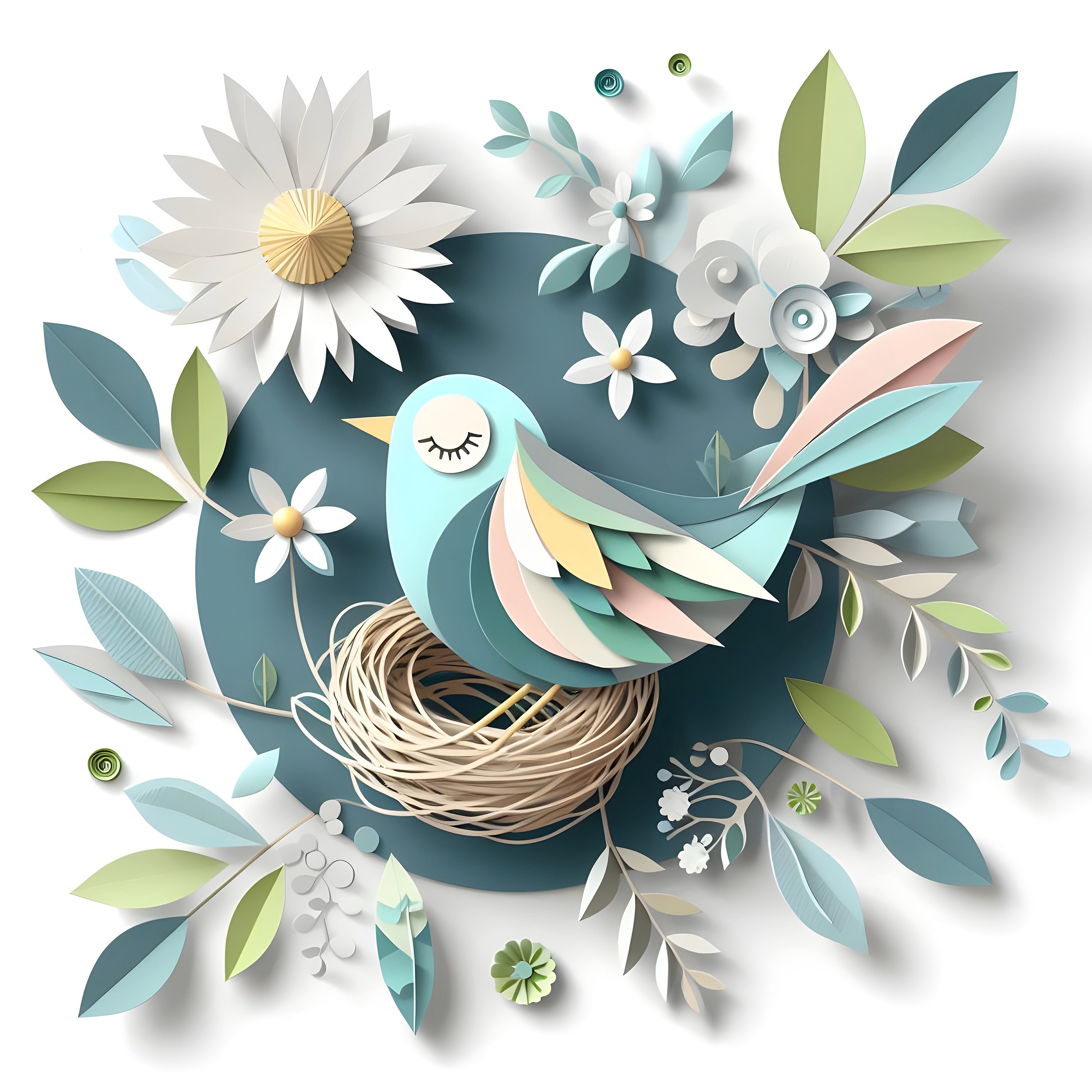 Whimsical Birds and Nests Clipart, Spring Digital Art (digital Download ...