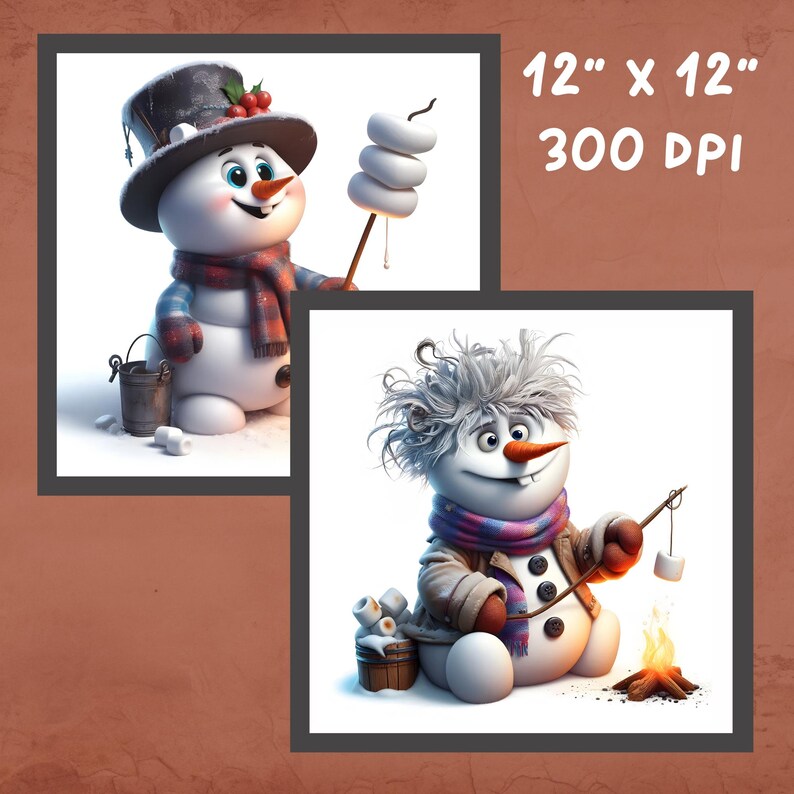 Snowman Clipart: Roasting Marshmallows, Winter Holiday Designs (digital ...