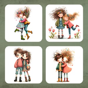 20 Whimsical Besties Clipart, Commercial Use, Cute Whimsical Best ...