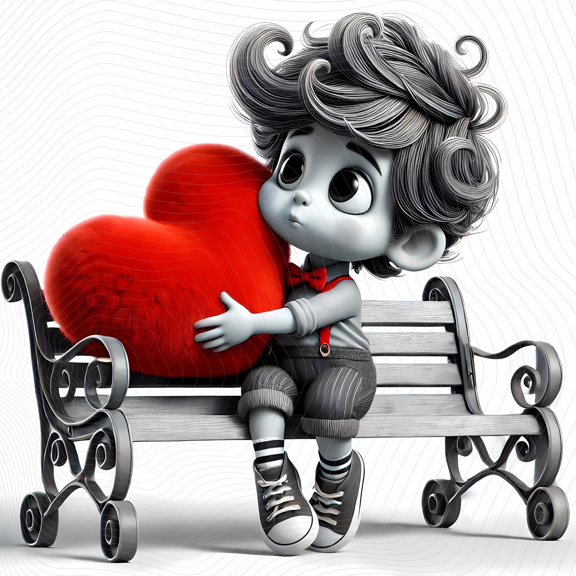 Sweet Valentine Clipart Bundle, Whimsical Boy Art, Cute Love Graphics ...