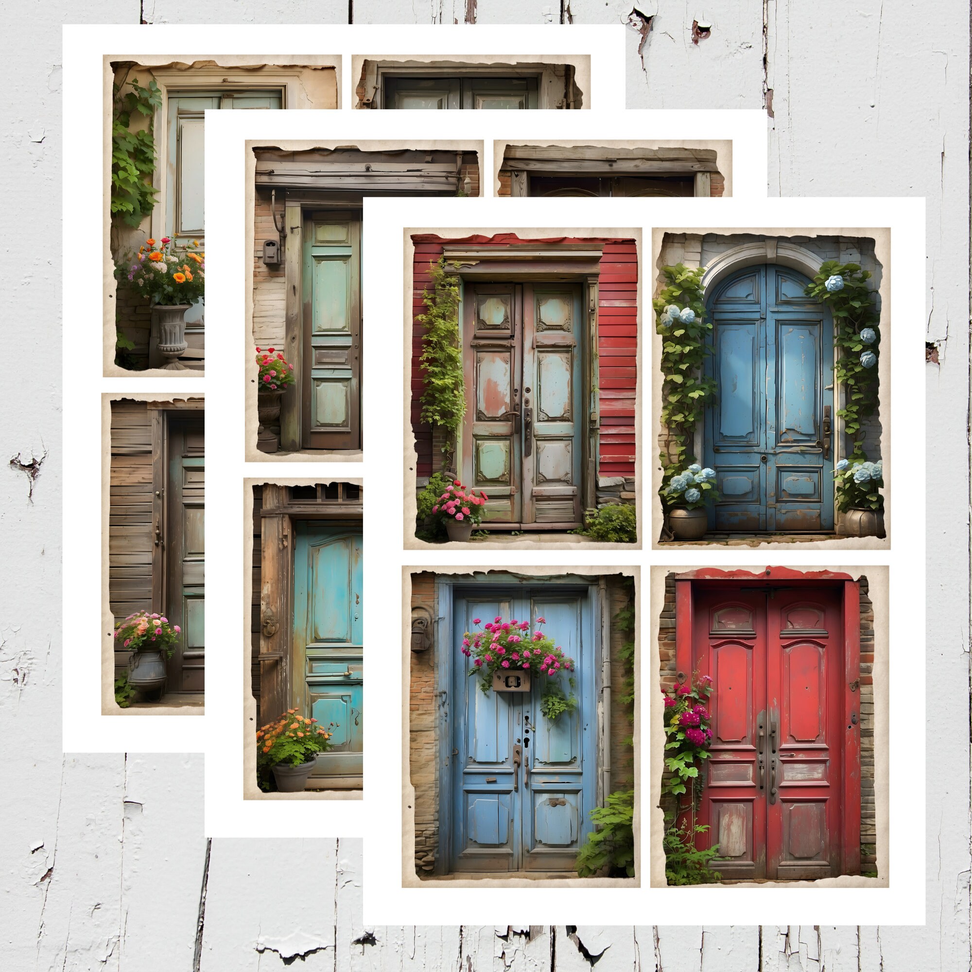 Junk Journal Printable, Wooden Doors , Vintage Journal Pages and Cards ...
