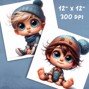 12 Whimsical Baby Boy Clipart, Commercial Use, Cute Whimsical Boy, 300 ...