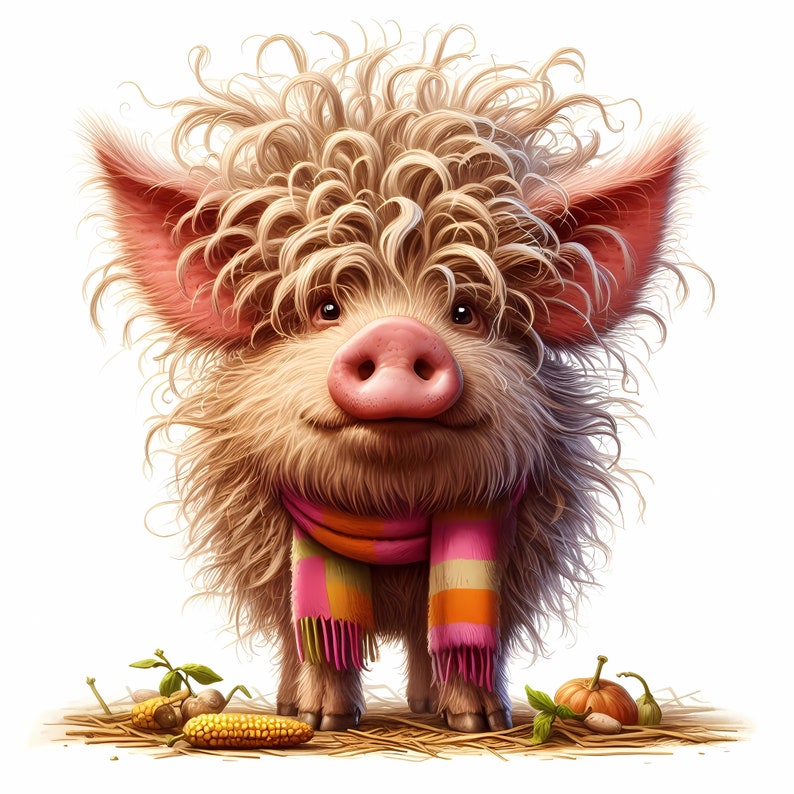 Whimsical Pig Clipart, Quirky Pig Art (300 DPI Jpgs) (commercial Use ...