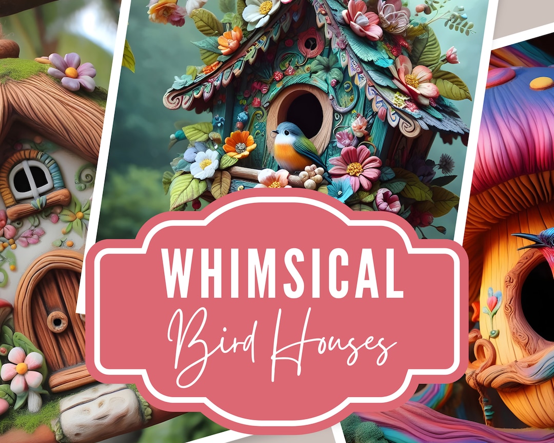 Whimsical Bird Houses, Whimsical Art, Cute Bird Art, 20 Printable High ...