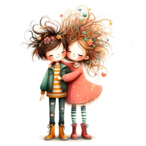 20 Whimsical Besties Clipart, Commercial Use, Cute Whimsical Best ...