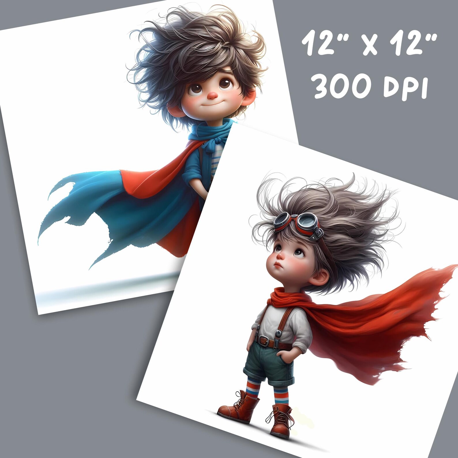 15 Whimsical Boy Superhero Clipart - Fun Heroic Digital Download 300 ...