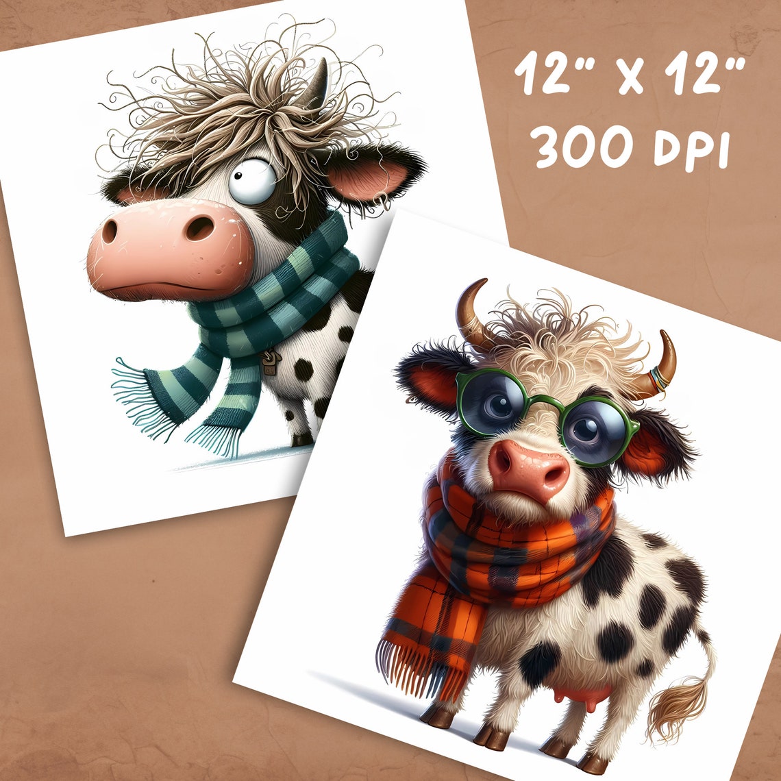 15 Whimsical Cow Clipart, Commercial Use, Quirky Cow Clip Art, 300 DPI ...
