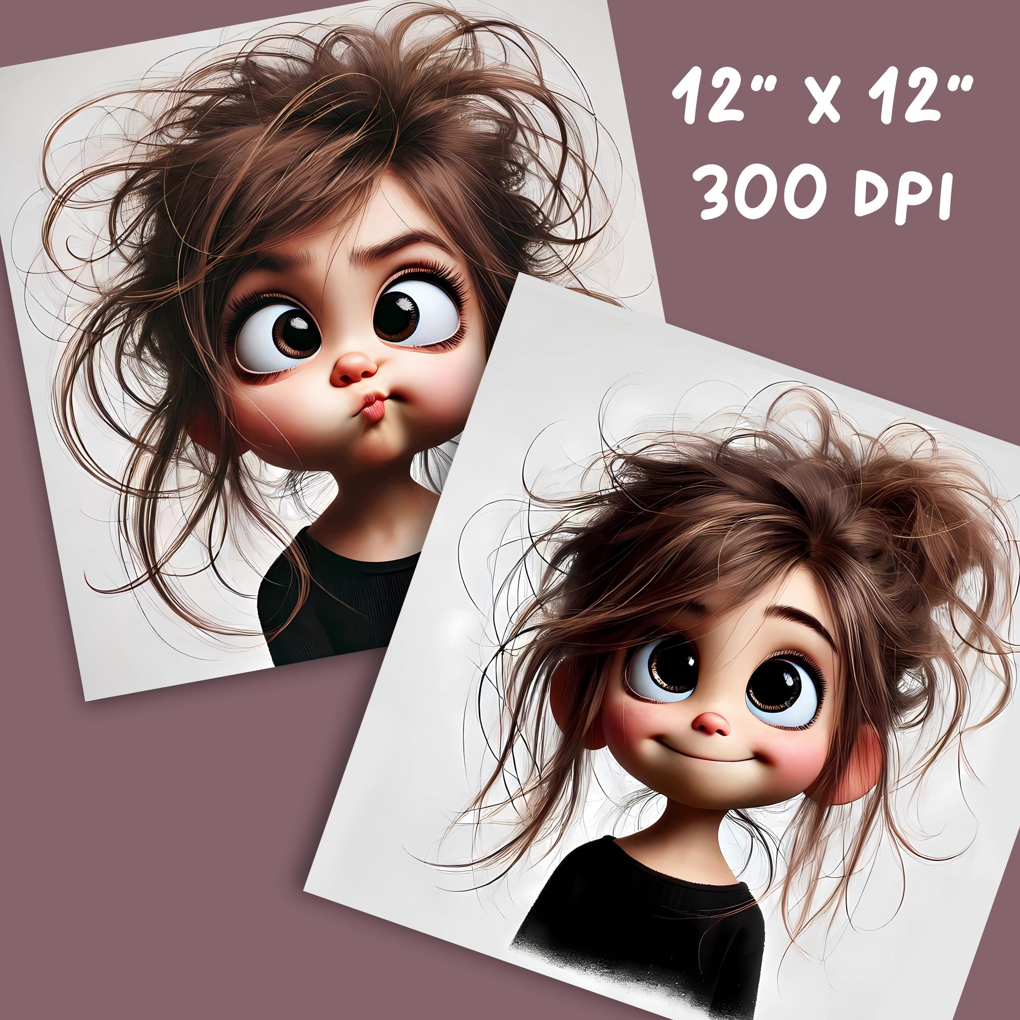 10 Whimsical Girl Clipart - Funny Expressions Portrait JPG Images 300 ...