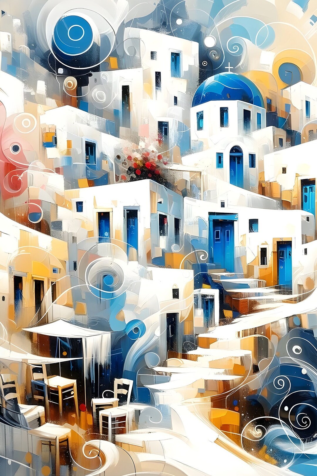 Greek Islands, Mykonos Travel, Greek Landscape, Modern Greek Art Print ...