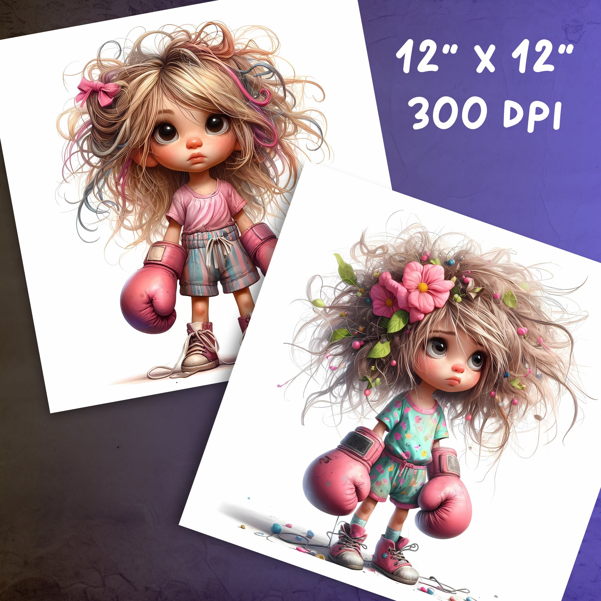 15 Whimsical Boxer Girl Clipart, Commercial Use, Cute Whimsical Boxer ...