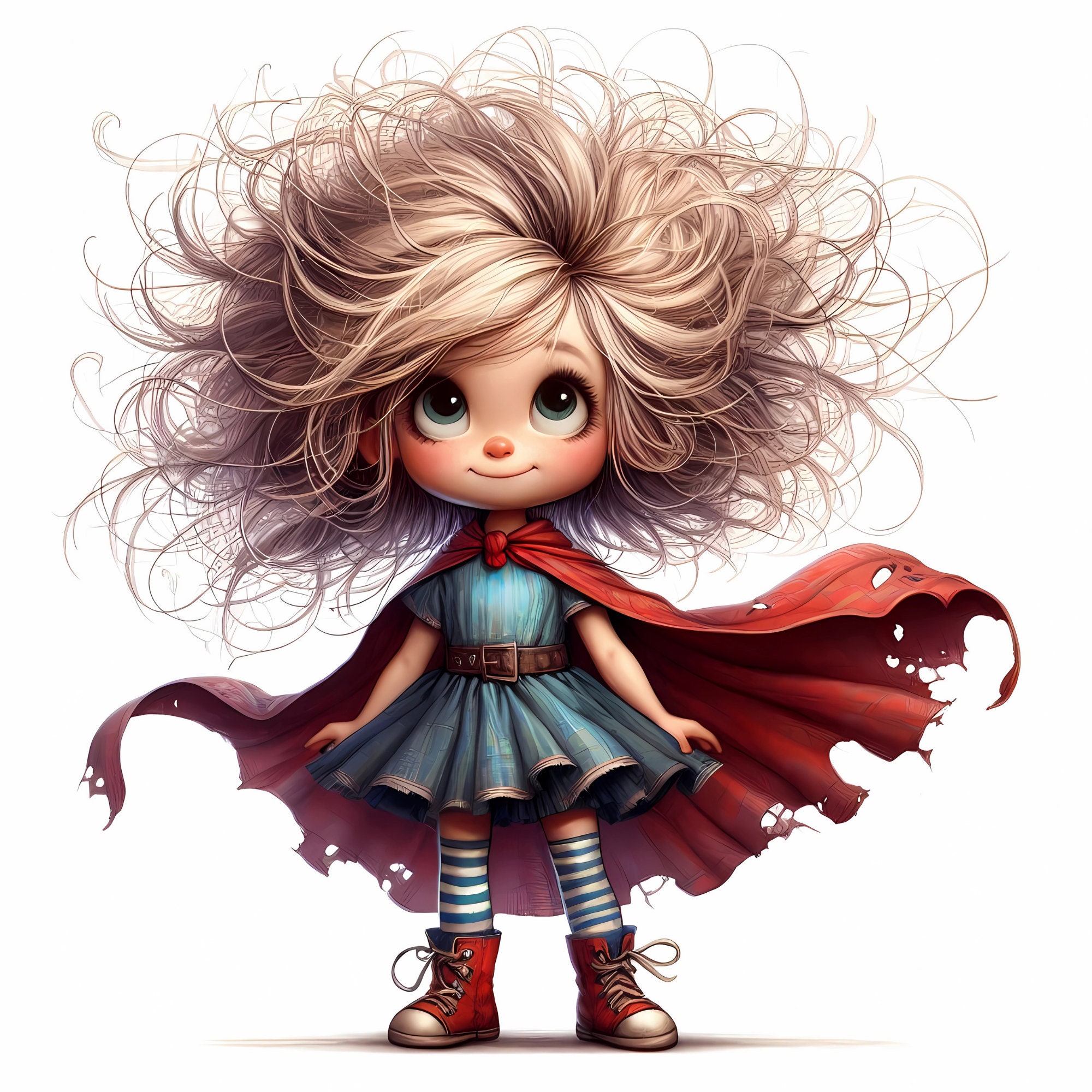Whimsical Quirky Super Hero Girl Clipart, Commercial Use, Cute ...