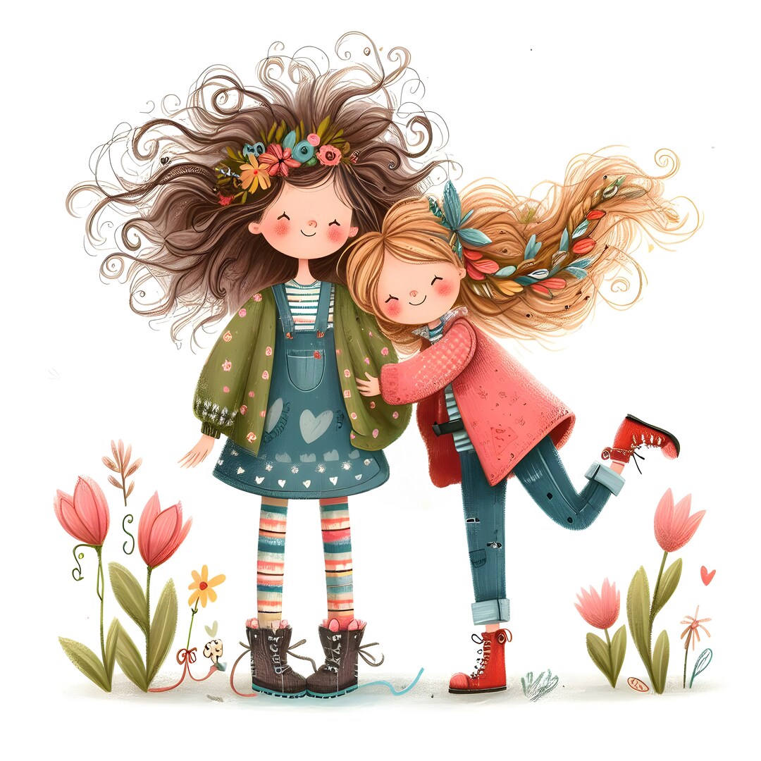 20 Whimsical Besties Clipart, Commercial Use, Cute Whimsical Best ...