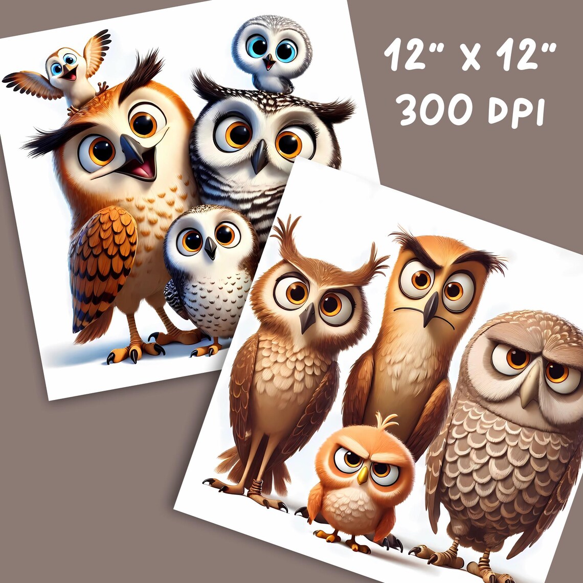 Owl Clipart Bundle - 12 Whimsical and Quirky Owls, Woodland Animal ...