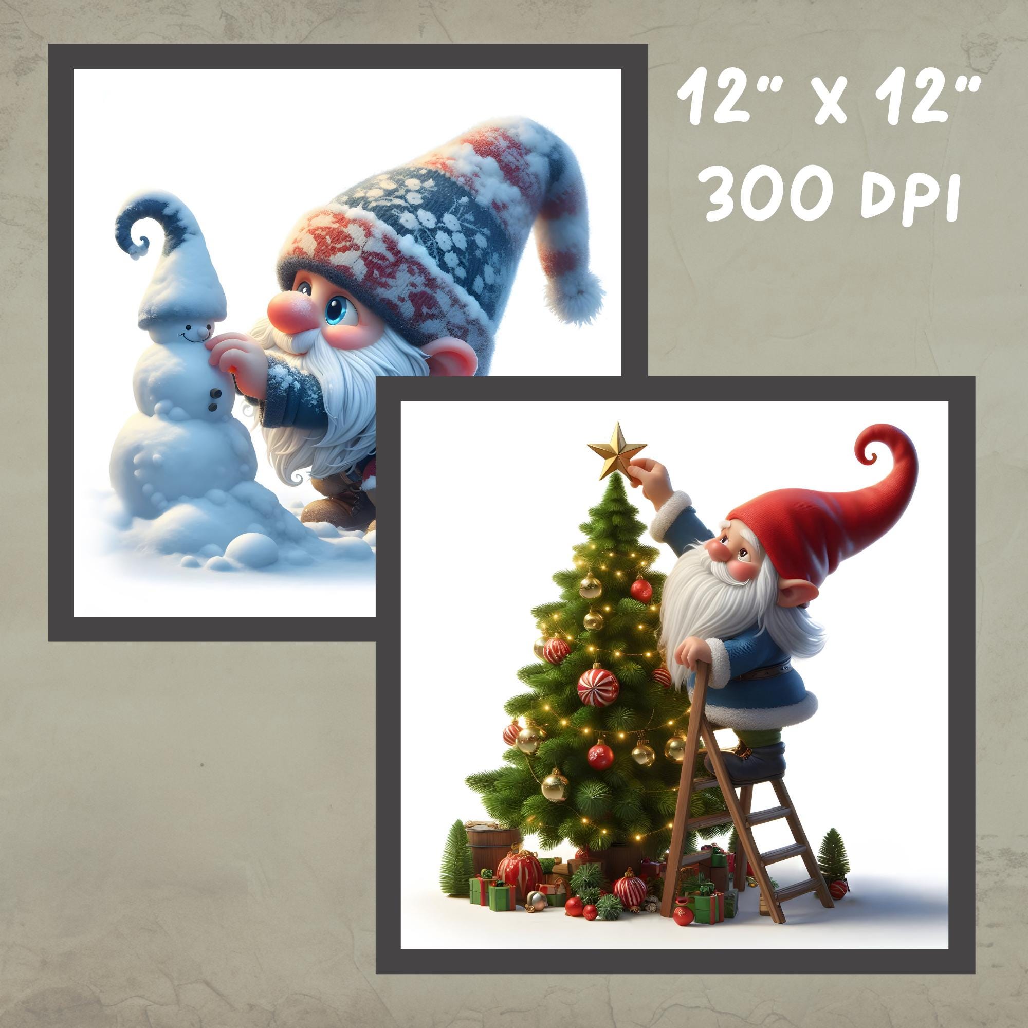 12 Christmas Gnome Clipart - Festive Holiday Digital Download 300 DPI ...