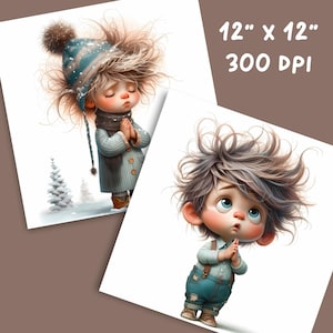 12 Whimsical Boy Clipart - Praying Boys Digital Download 300 DPI JPG ...