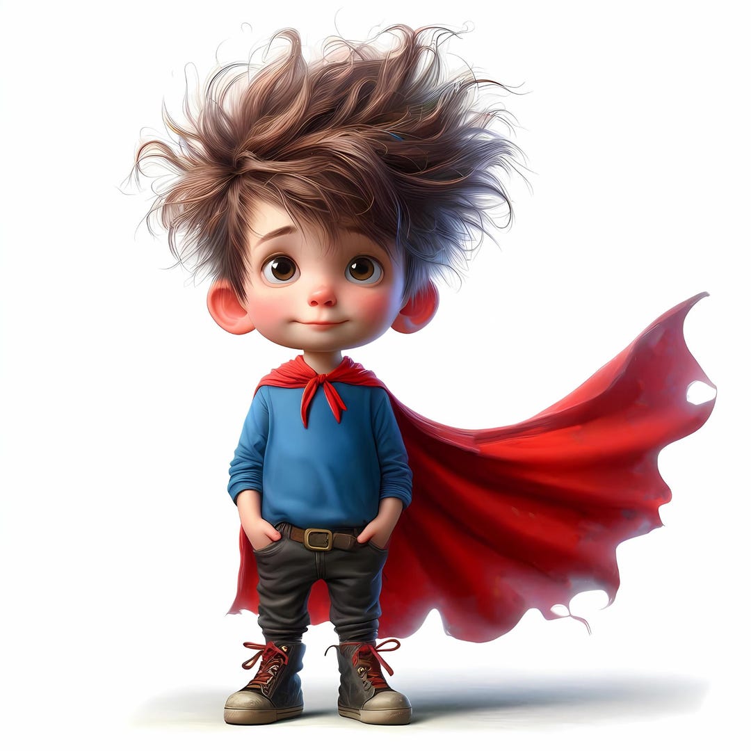15 Whimsical Boy Superhero Clipart - Fun Heroic Digital Download 300 ...
