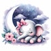 Baby Elephant Clipart, Cute Nursery Art (commercial Use, JPG, Digital ...