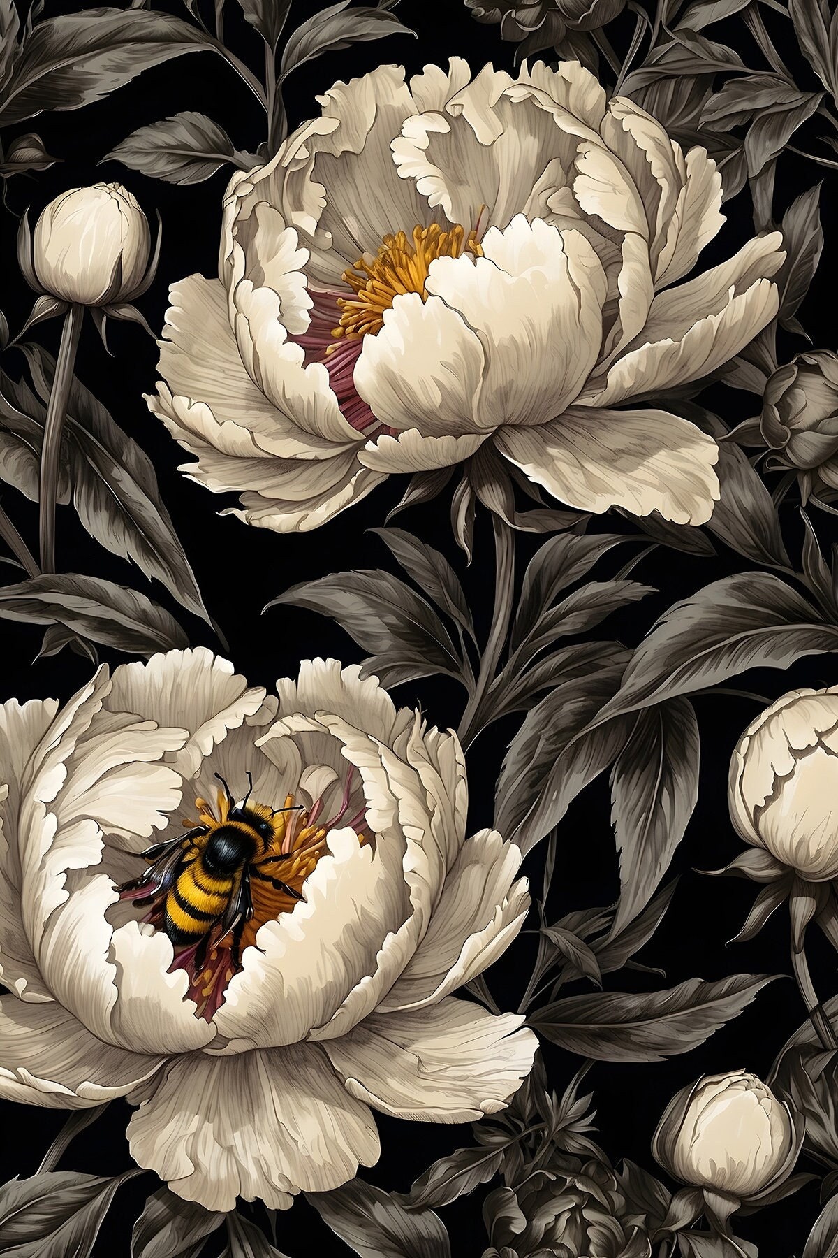 Antique Bee Painting | Dark Academia PRINTABLE Wall Art | Vintage Bee ...