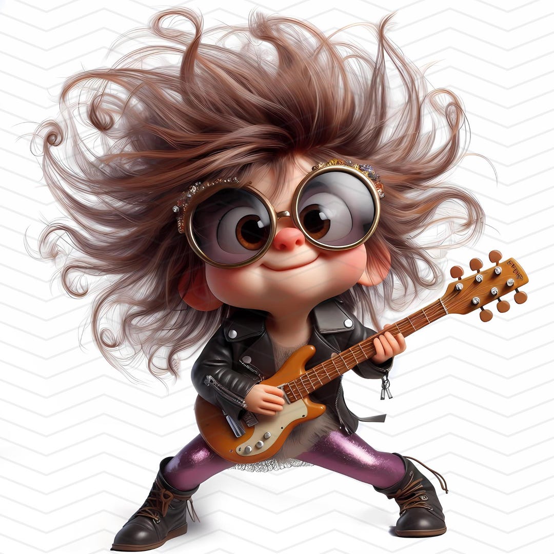 Rockstar Kid Clipart – Cool Guitarist | 10-pack Clipart Bundle (JPG on ...