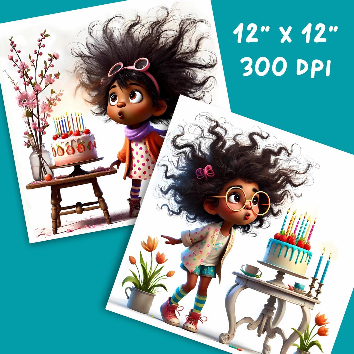 Quirky Birthday Girl Clipart, Commercial Use, Cute Birthday Girl ...