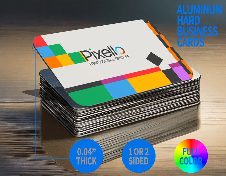 Metal Business Cards, Aluminum Business Cards, Full Color, Single or ...
