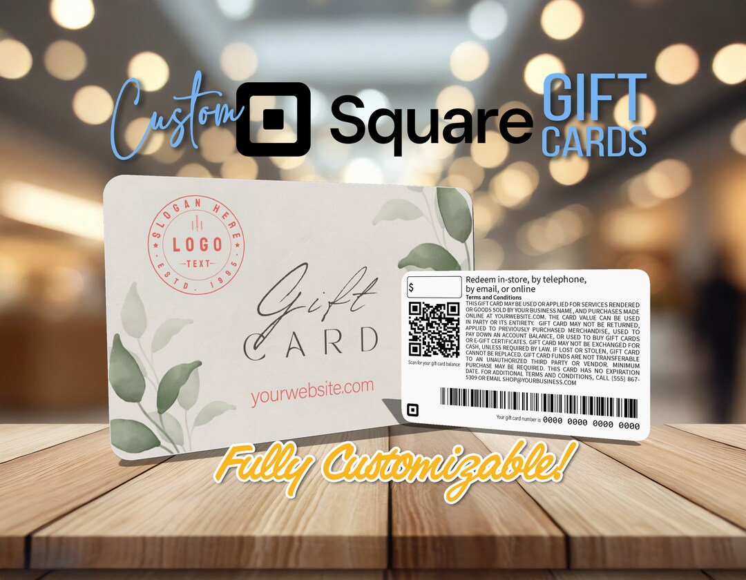 Square Point of Sale POS Custom Plastic Gift Cards - Etsy