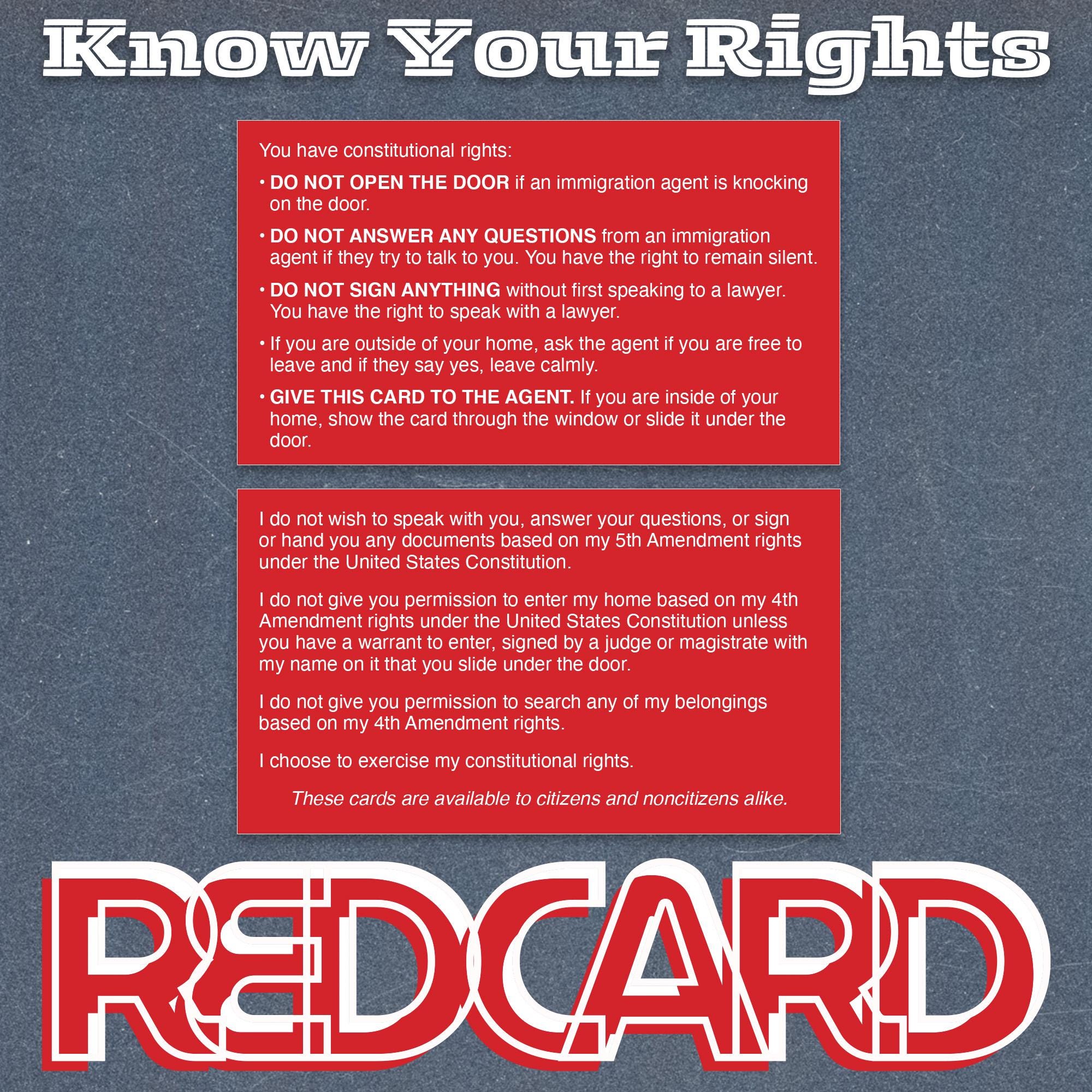 Immigration ICE Know Your Rights Red Cards / Tarjetas Rojas - Etsy