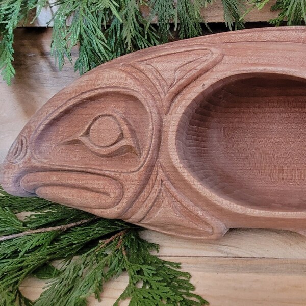 Carved Wood Salmon Bowl - Etsy