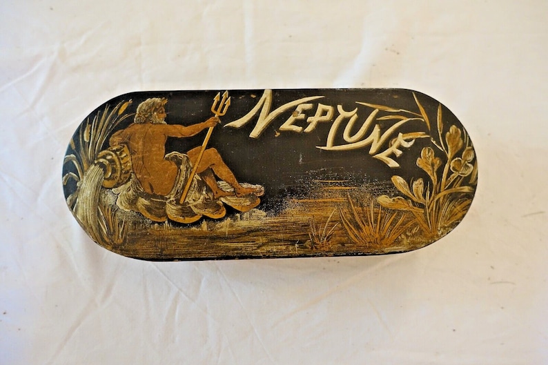 Boiled Cardboard Biscuit Box Lacquered and Painted XIX Neptune - Etsy