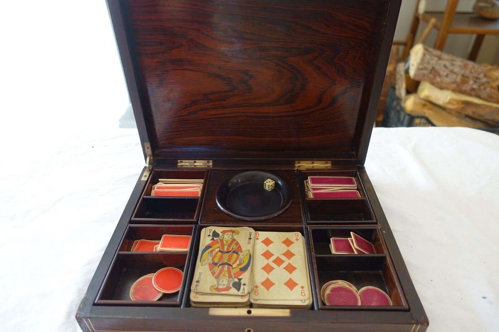 Game Box Cards Box Antic French Vintage Mahogany - Etsy