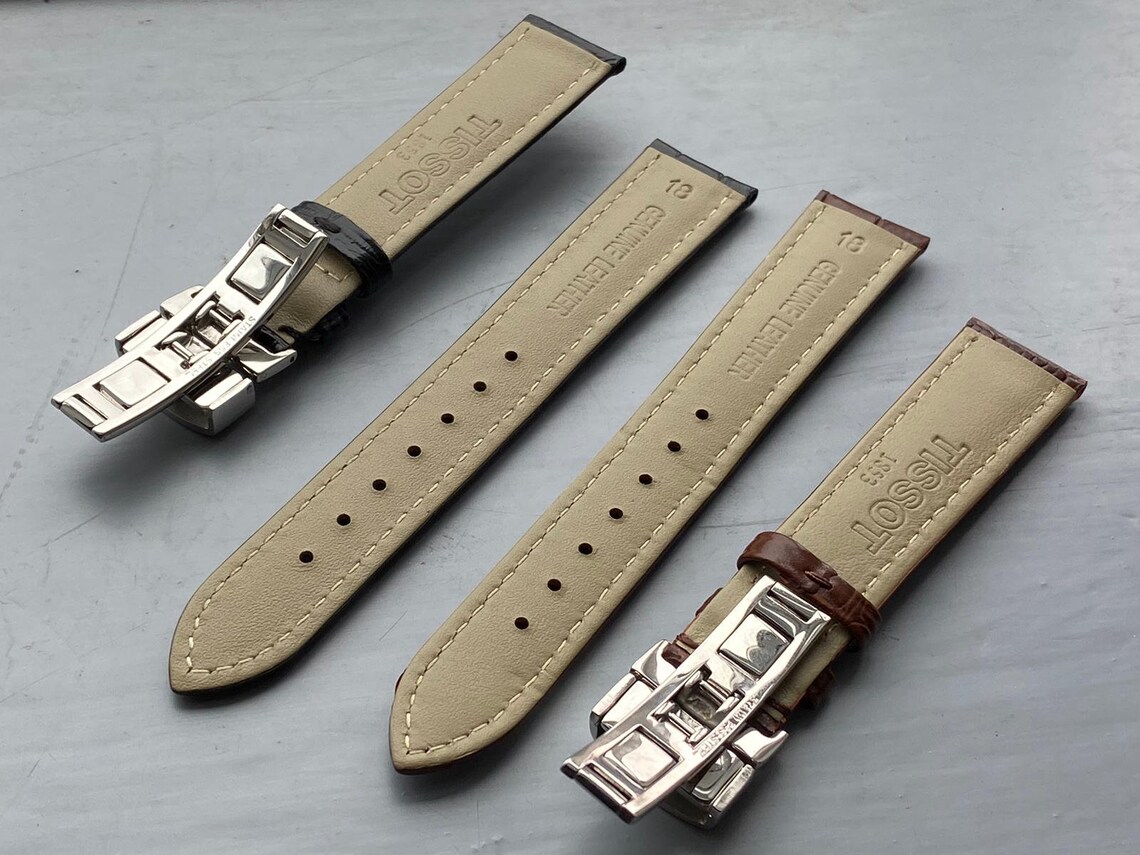 TISSOT 18mm/20mm Black/brown Genuine Leather Watch Strap | Etsy