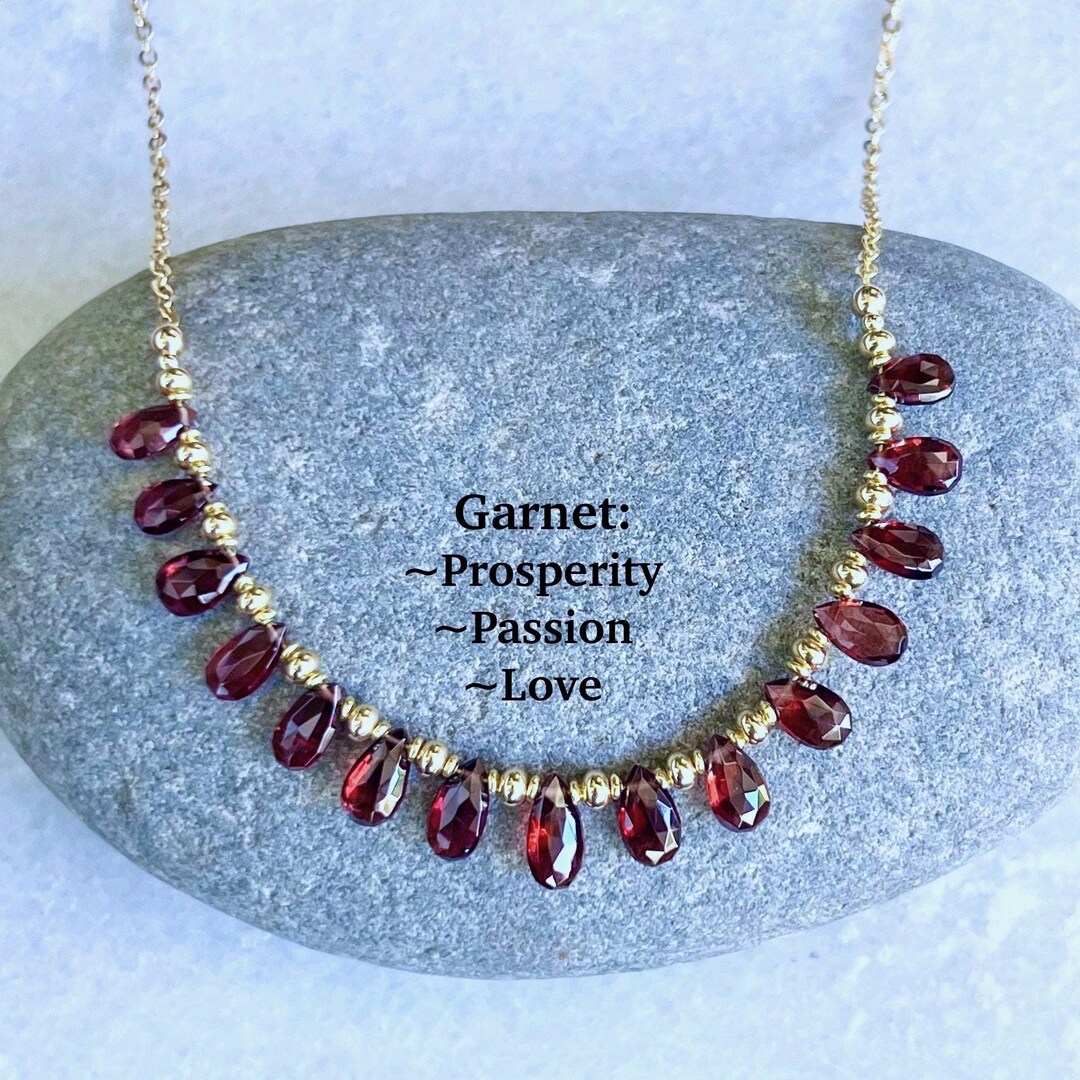 Garnet Necklace on 14k Gold Filled Chain, Dainty, Genuine Garnet ...