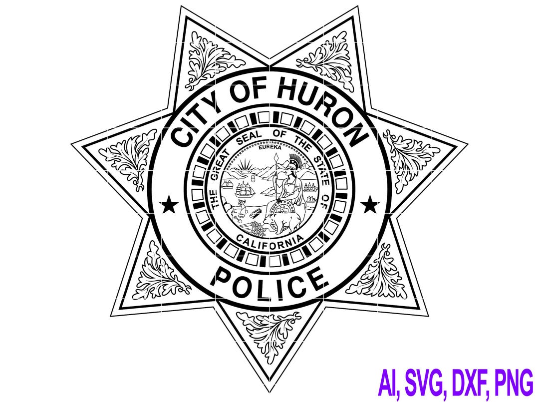 Vintage Huron CA Police Badge Vector Art for Laser Engraving - Etsy