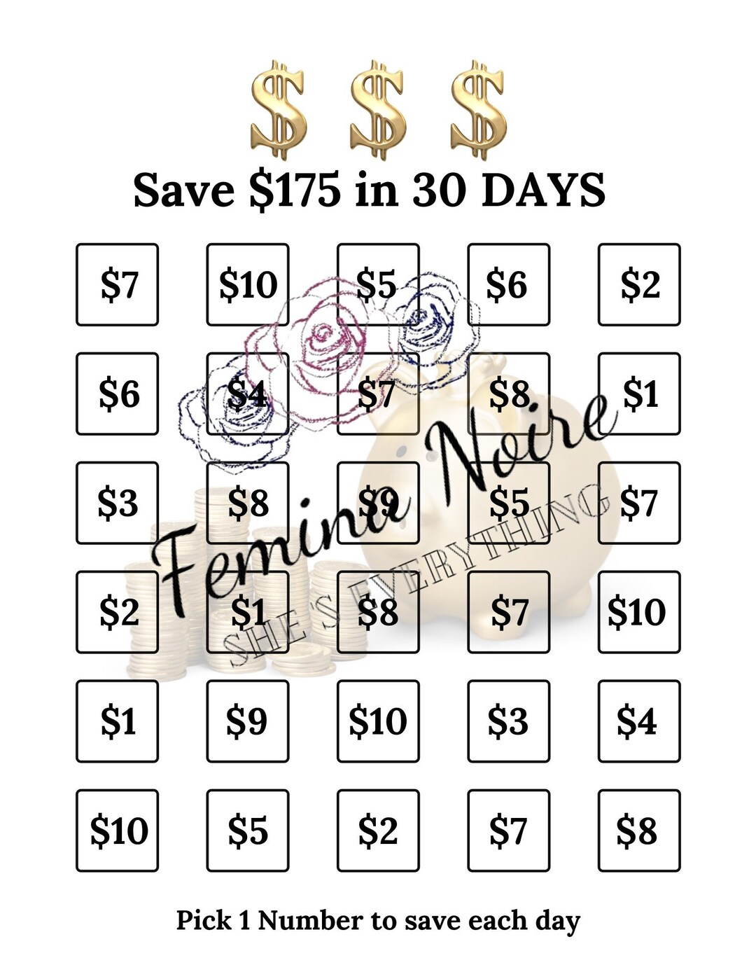 Mini Savings Challenge 175 Dollar Savings Challenge - Etsy