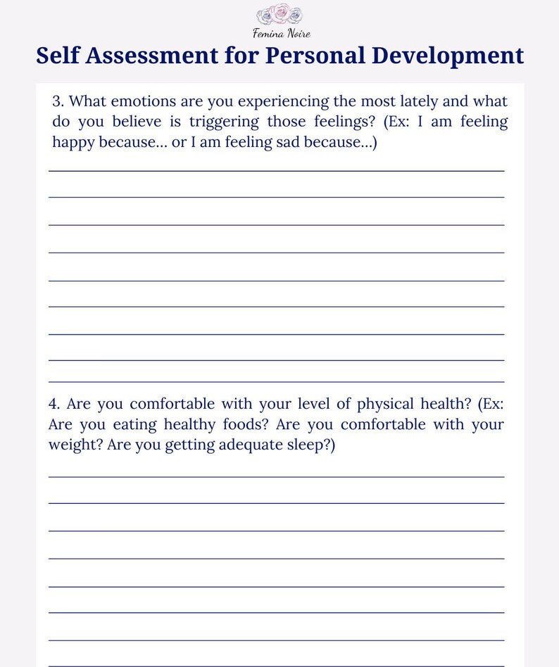 Self Assessment for Personal Development Workbook E-book | Etsy