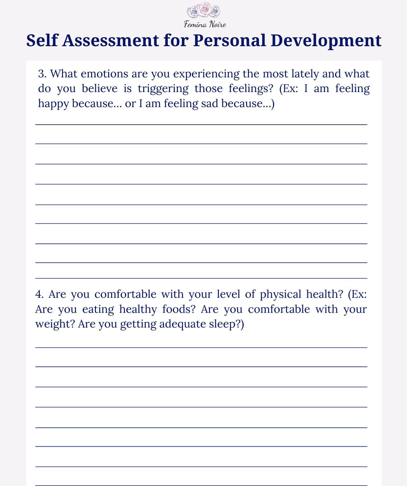 Self Assessment for Personal Development Workbook E-book - Etsy