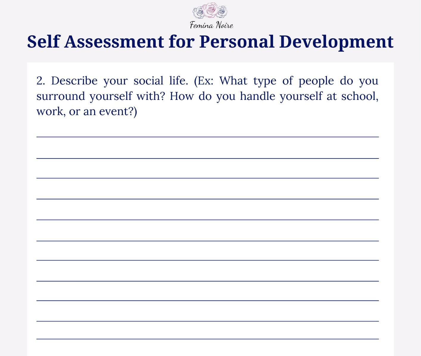 Self Assessment for Personal Development Workbook E-book - Etsy
