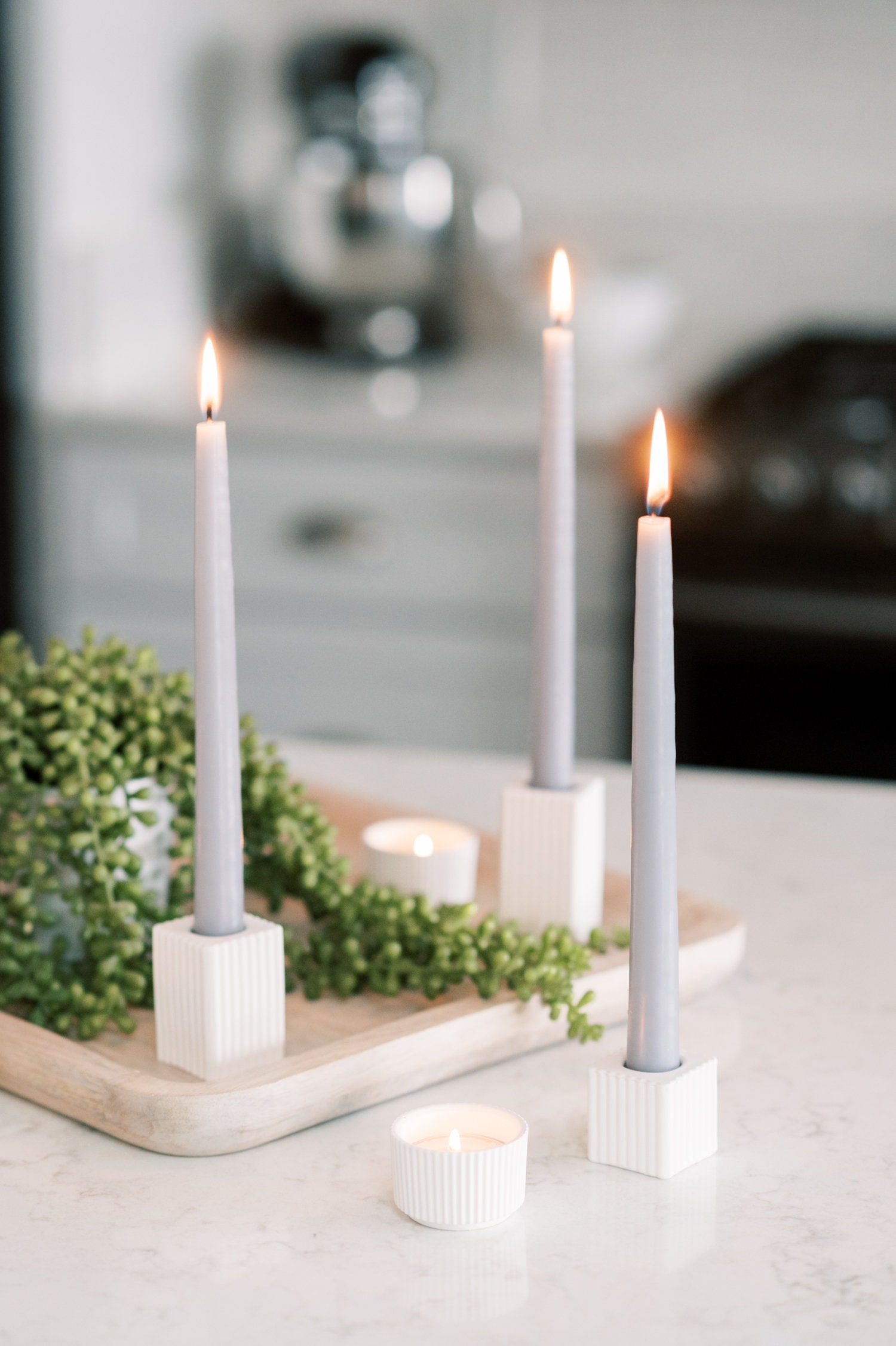 Square Ribbed Concrete Taper Candle Holder - Etsy