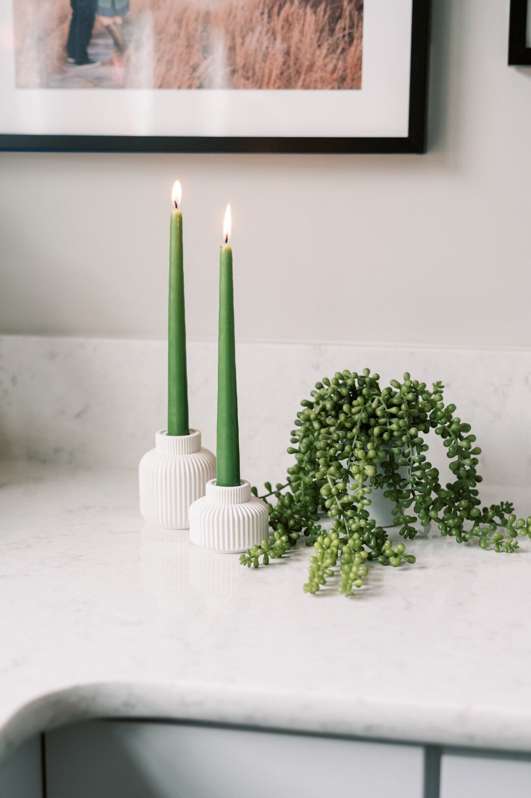 Small Ribbed Concrete Taper Candle Holder - Etsy