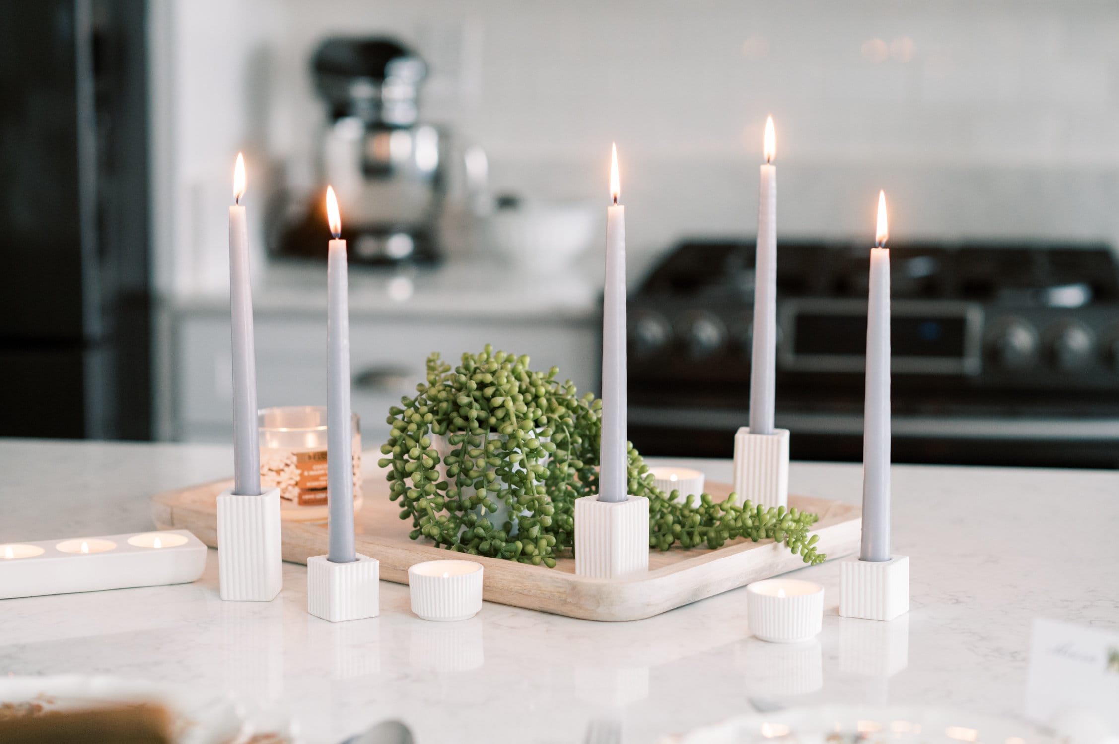 Square Ribbed Concrete Taper Candle Holder - Etsy