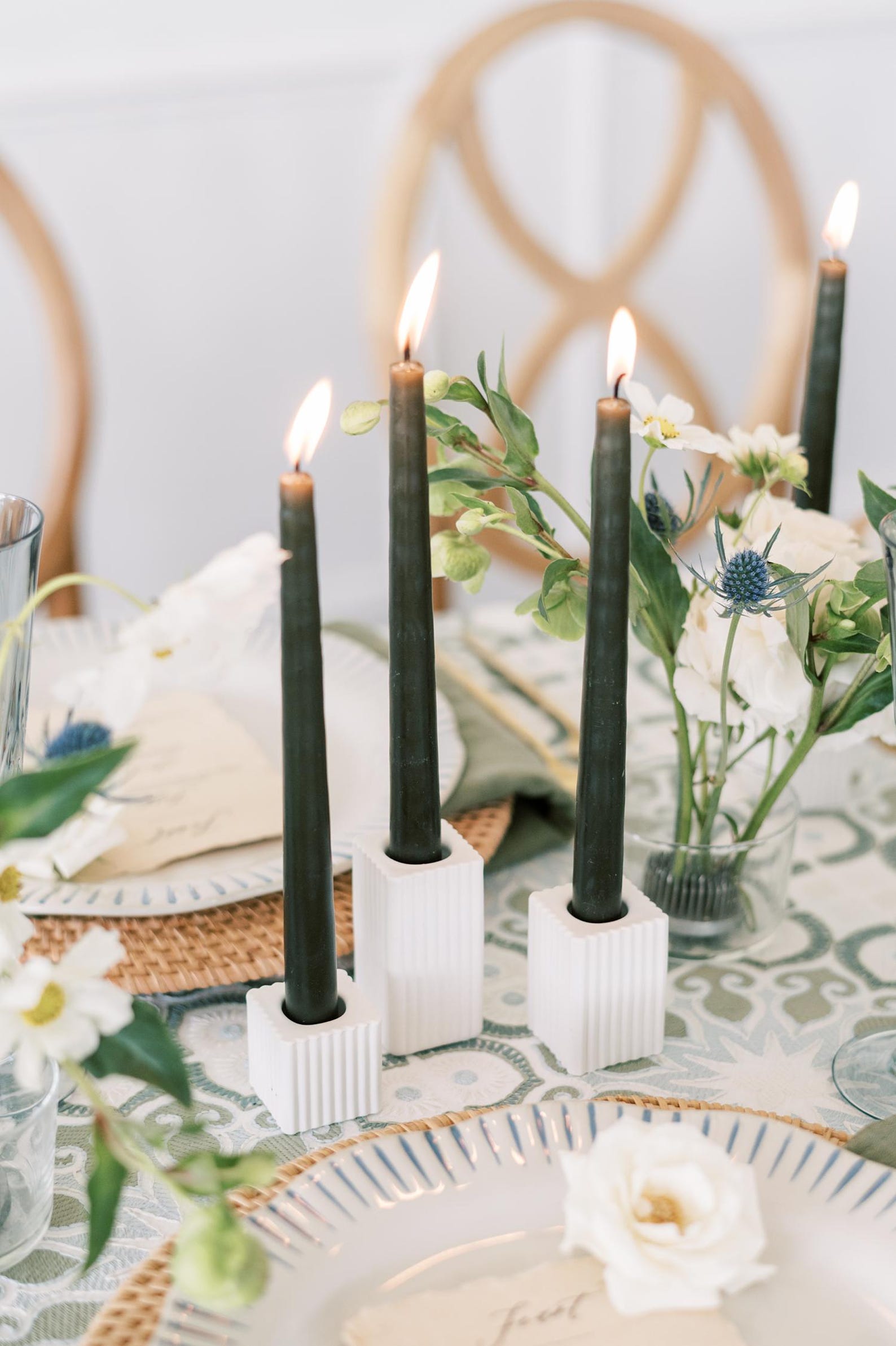 Square Ribbed Concrete Taper Candle Holder - Etsy