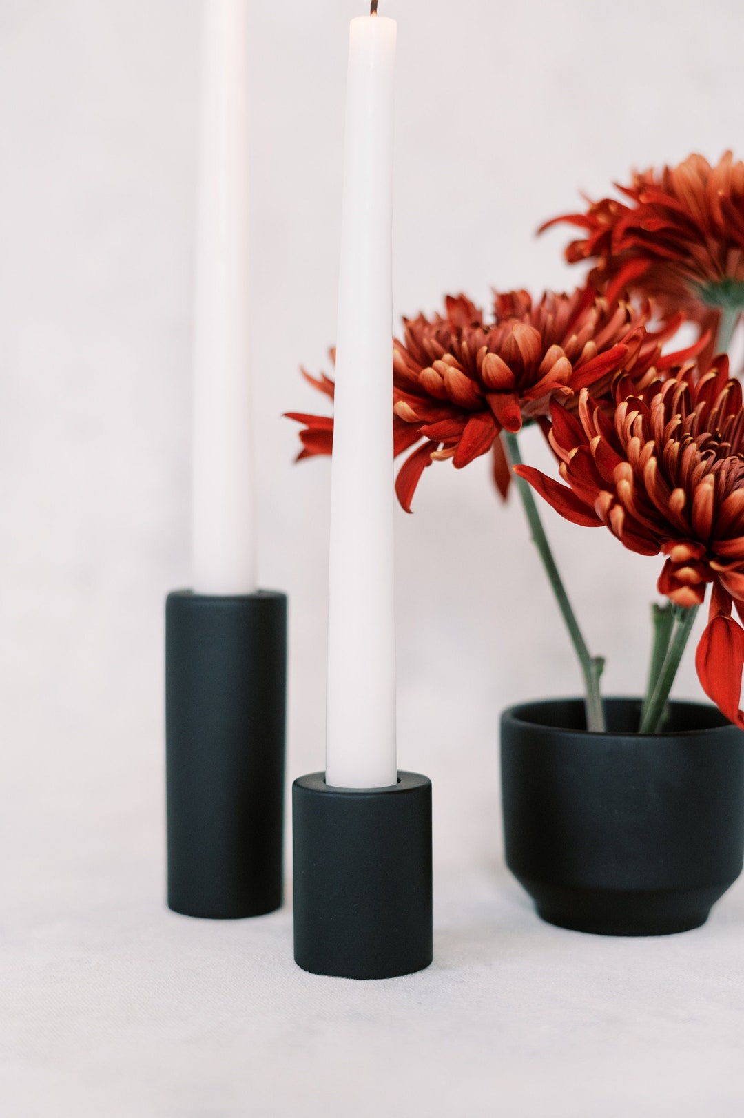 Medium Minimalist Concrete Taper Candle Holder - Etsy