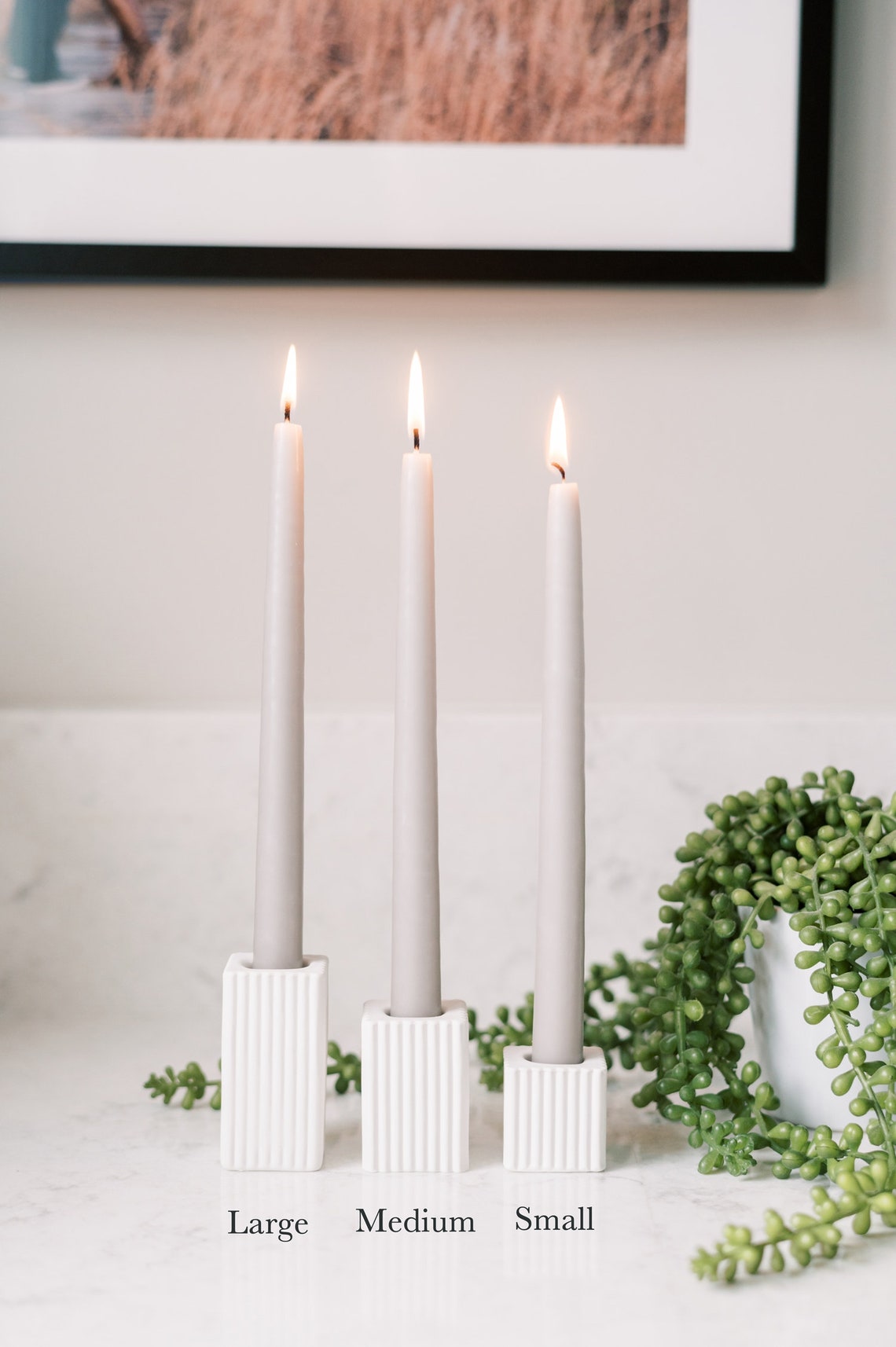 Square Ribbed Concrete Taper Candle Holder - Etsy
