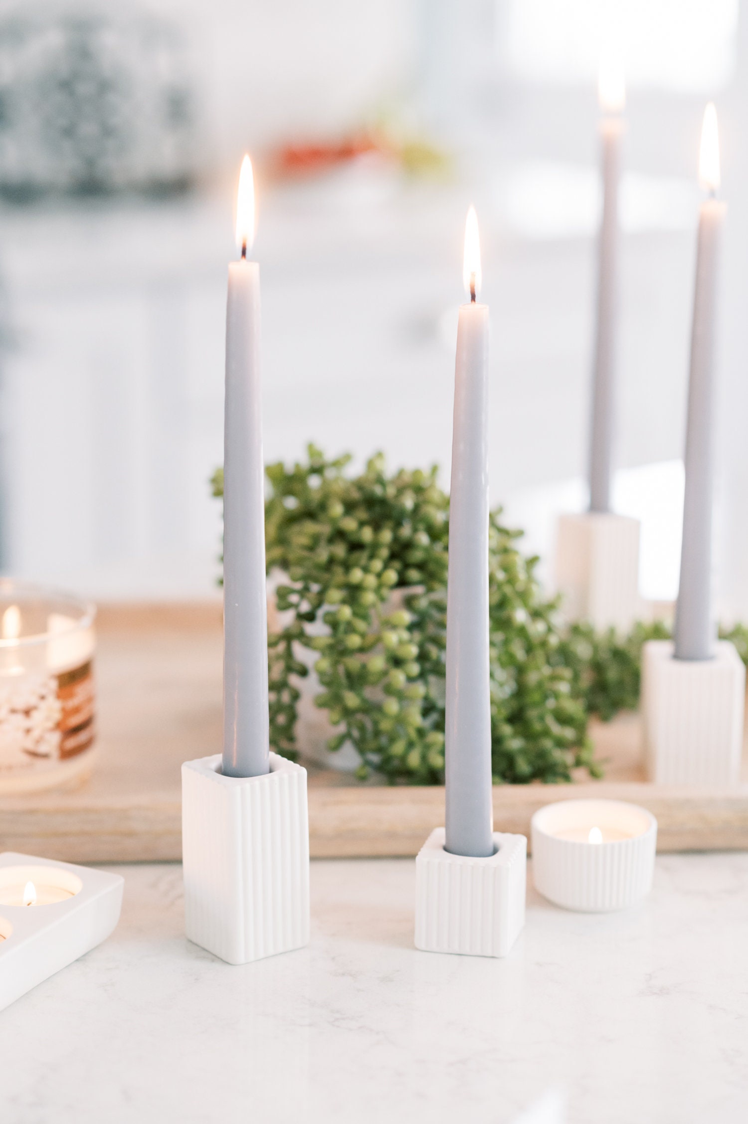 Square Ribbed Concrete Taper Candle Holder - Etsy